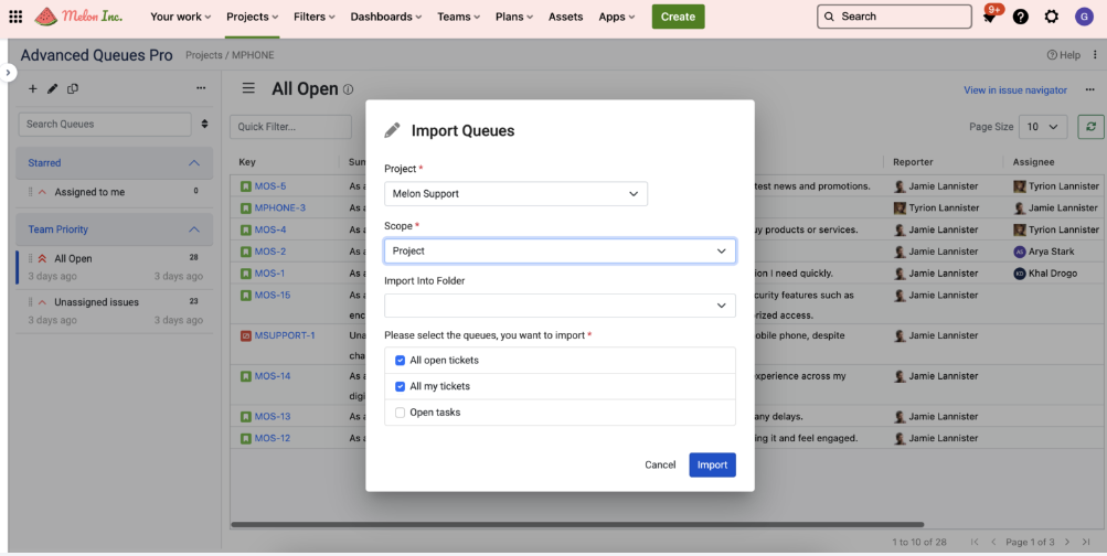 Importing an Advanced Queue